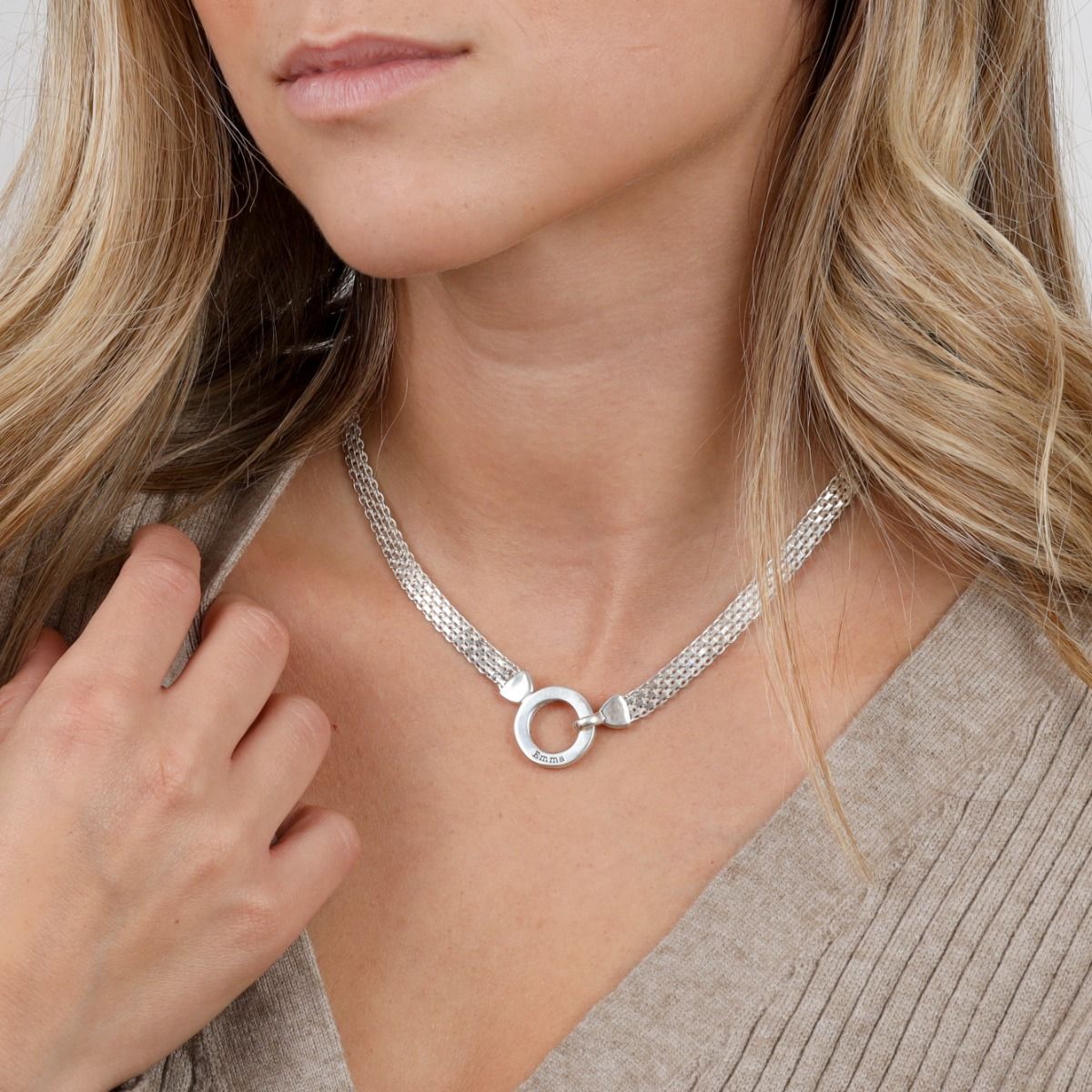 Family Circle Name Necklace Sterling Silver